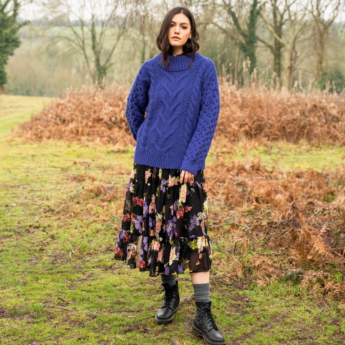Bella Cable High Neck Violet Jumper | Cara & The Sky